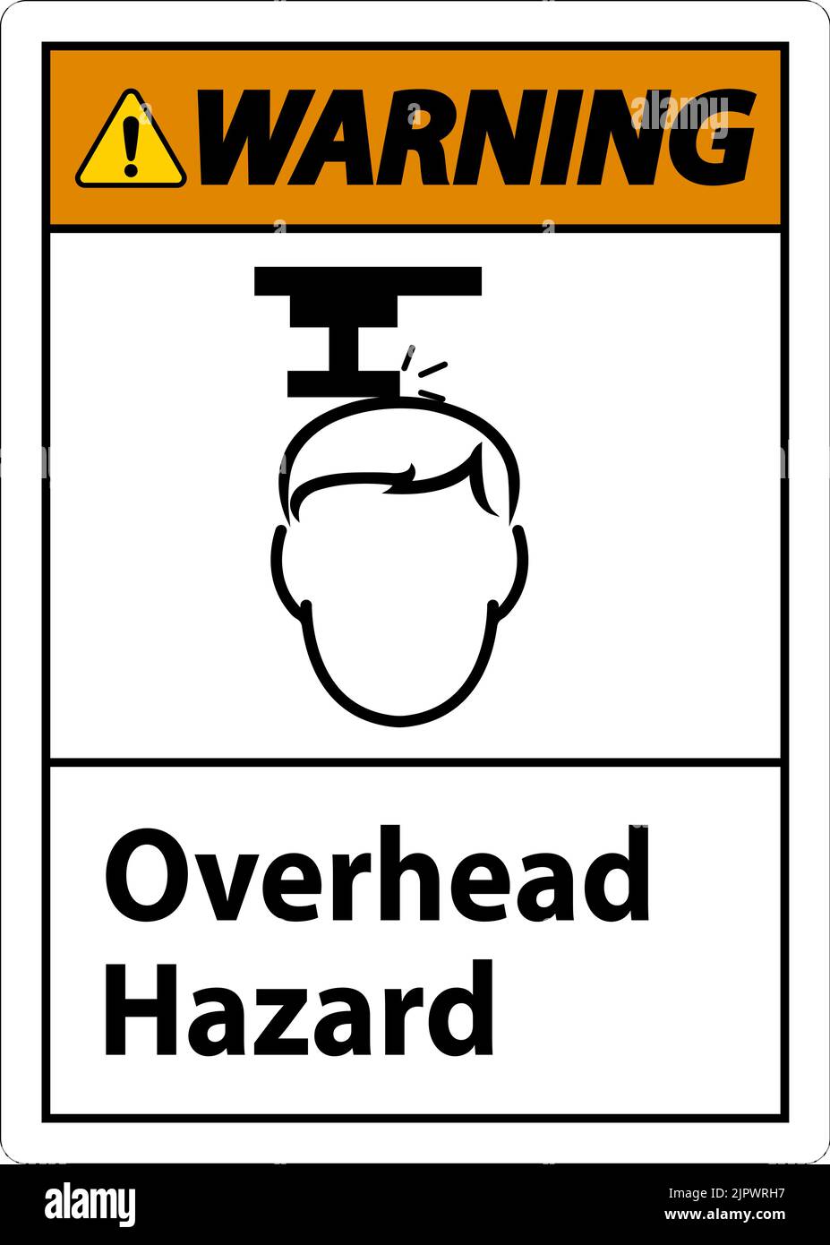Warning Overhead Hazard Sign On White Background Stock Vector Image ...