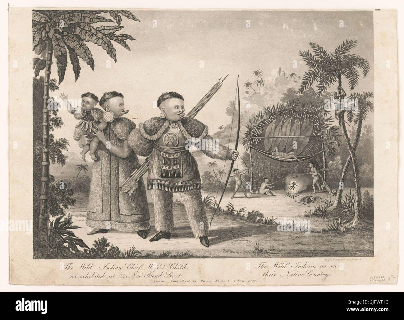 The wild indian chief, wife & child, as exhibted at 23 New Bond Street ...