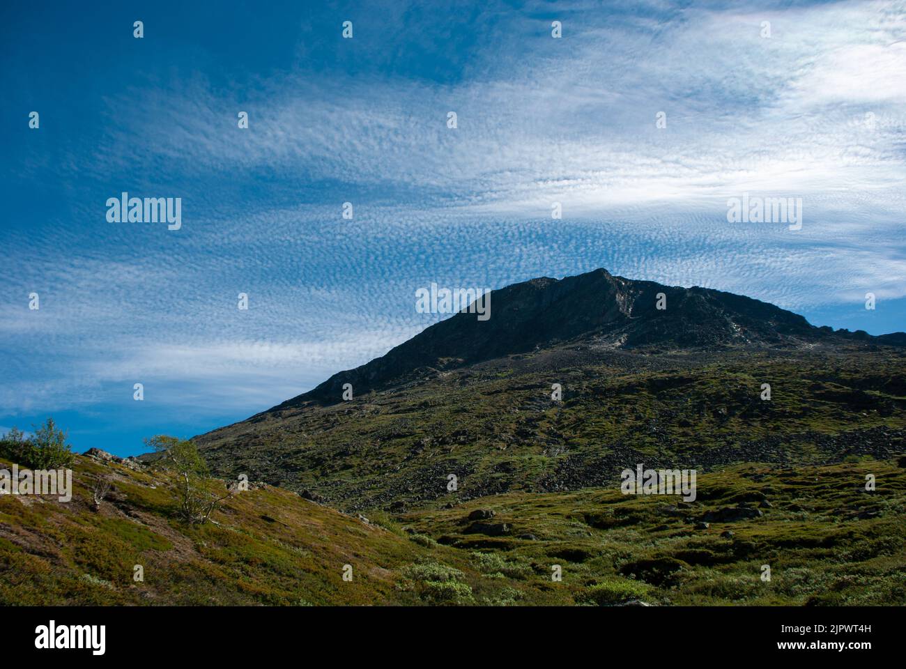 A beautiful view of a mountain landscape on a sunny day under the blue ...