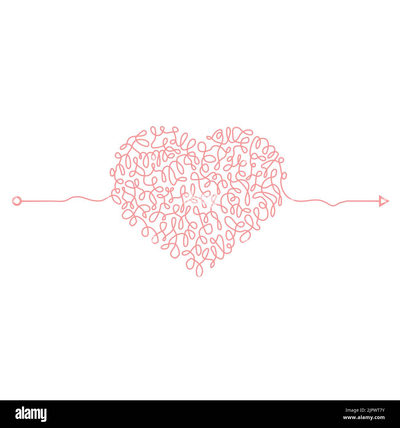 Heart Chaotic Doodle. Thread Clew Knot. Insane Messy Line. Complicated ... Heart Chaotic Doodle. Thread Clew Knot. Insane Messy Line. Complicated ...