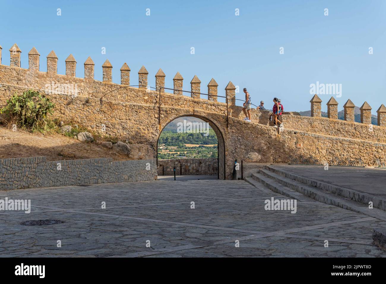 Arta, Spain; august 13 2022: Medieval walls of the religious enclosure ...
