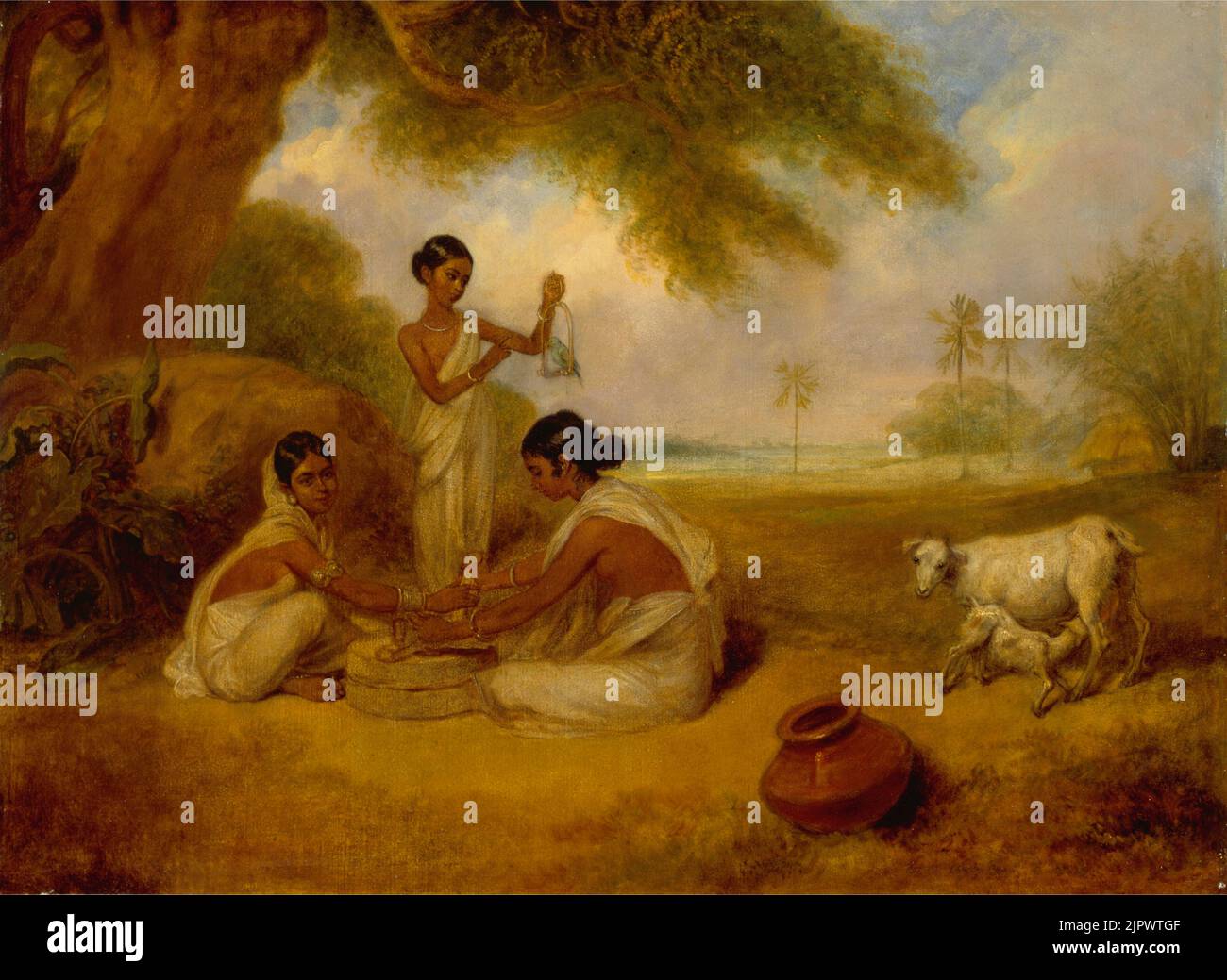 Grinding Corn. Arthur William Devis Between 1792 and 1795 Stock Photo ...