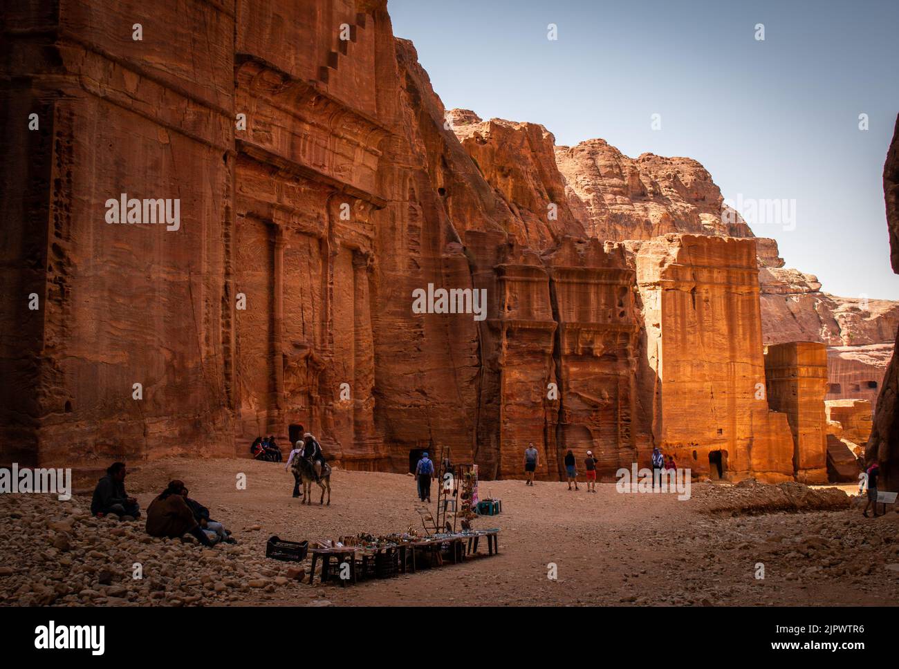 Petra, Jordan, March 4th 2018. Tourist souvenir stalls in front of the ...