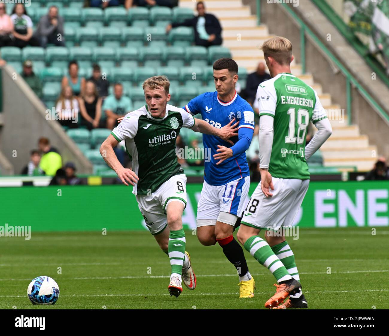 Easter Road Stadium Edinburgh.Scotland.UK.20th Aug-22 Hibs v Rangers ...