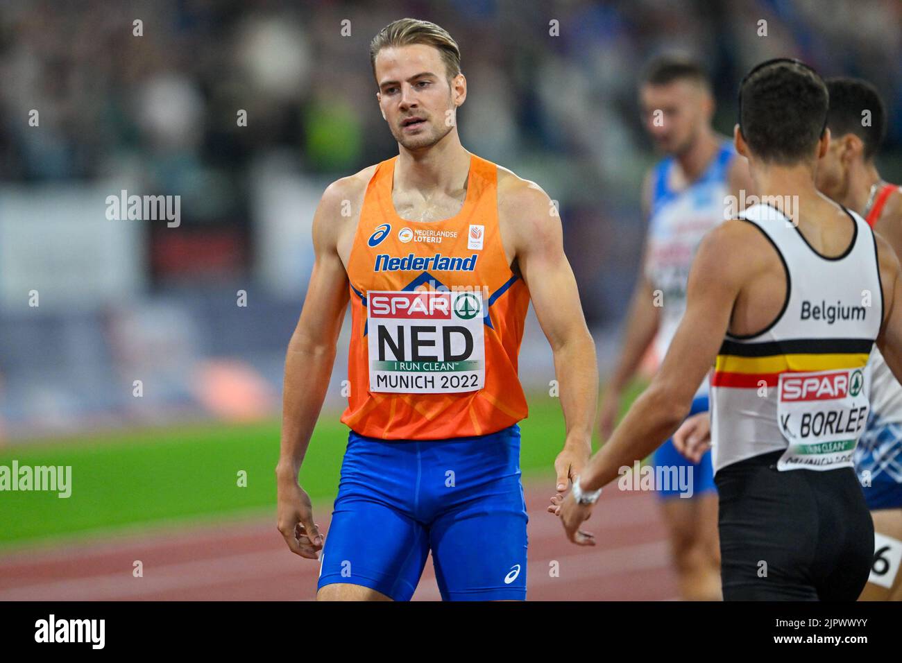 MUNCHEN, GERMANY - AUGUST 20: Jochem Dobber of the Netherlands looks ...