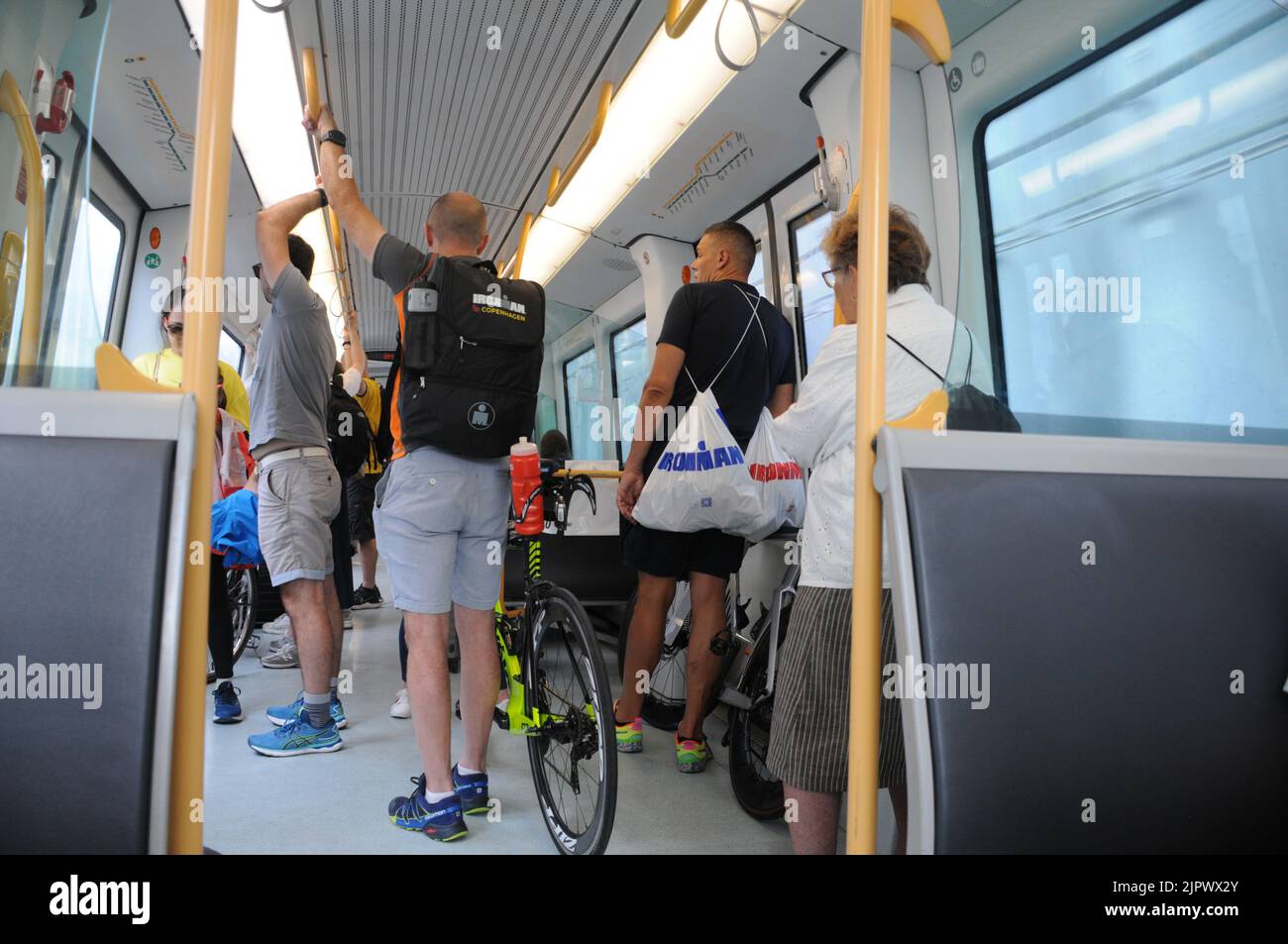 Copenhagen /Denmark/20 August 2022/ Danish métro train public transport ...