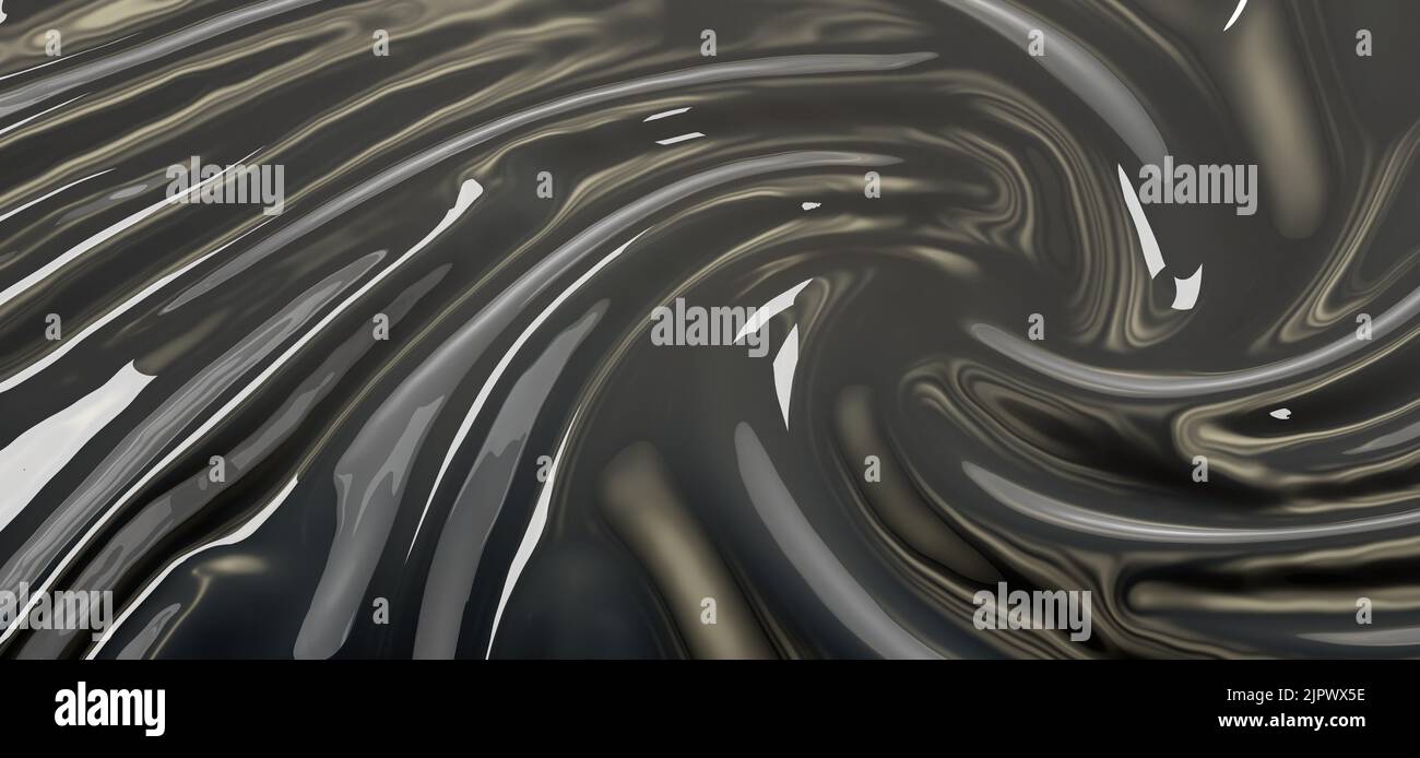 A 3D render chromatic silver abstract cloth in motion. Flowing element ...
