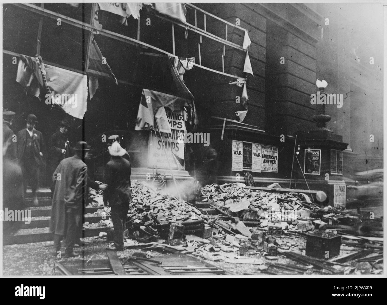 The wreckage of Chicago's Federal Building after the explosion of a ...