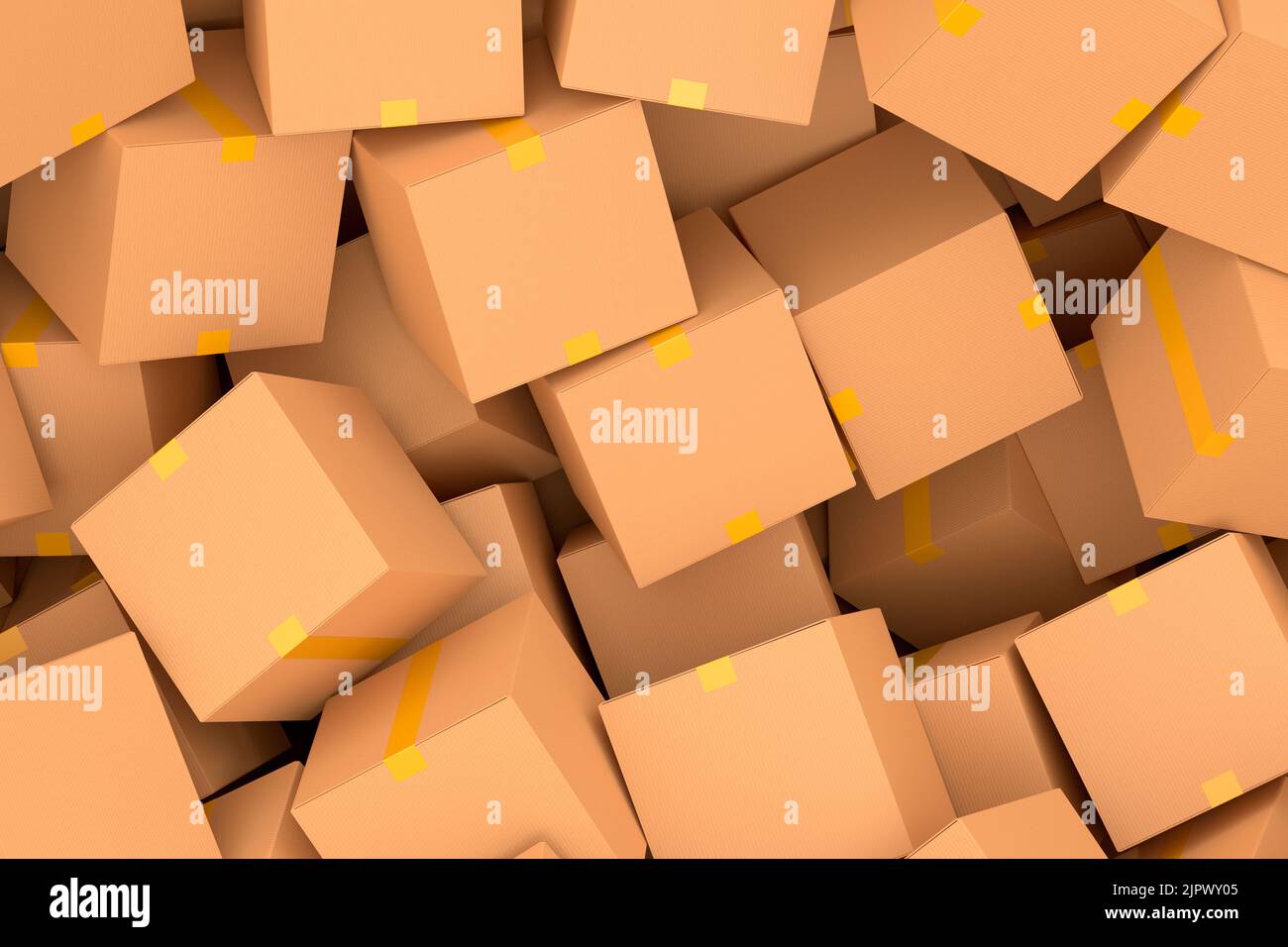 Heap of cardboard boxes or carton gift box isolated on white background ...