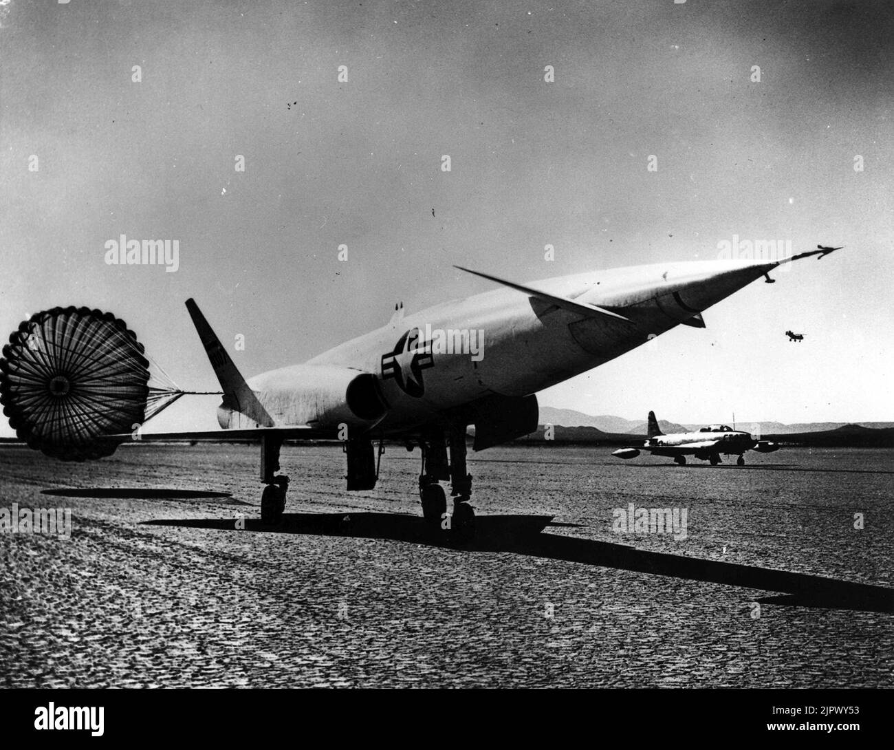 The X-10 deployed a parachute to shorten its landing roll Stock Photo ...