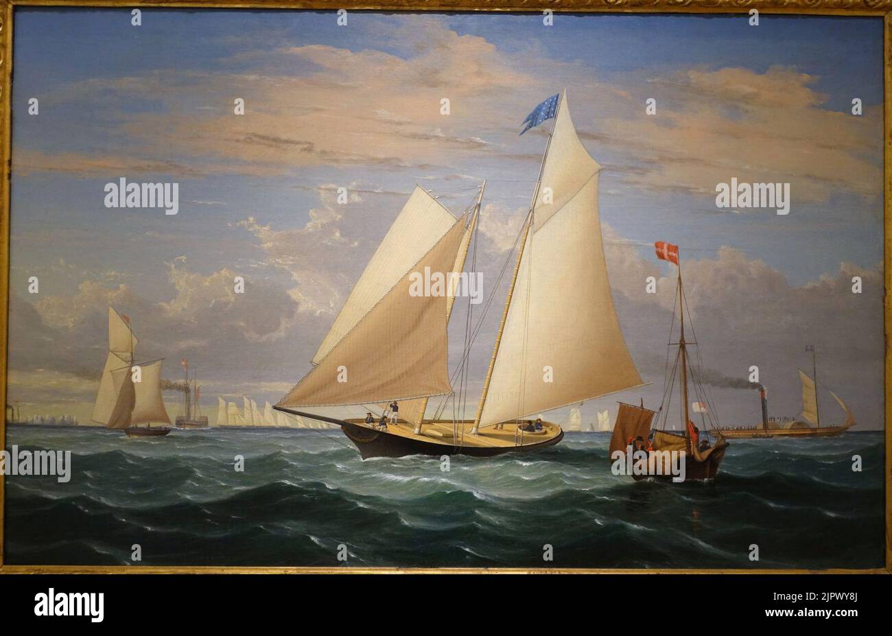 The Yacht America Winning the International Race, by Fitz Henry Lane ...