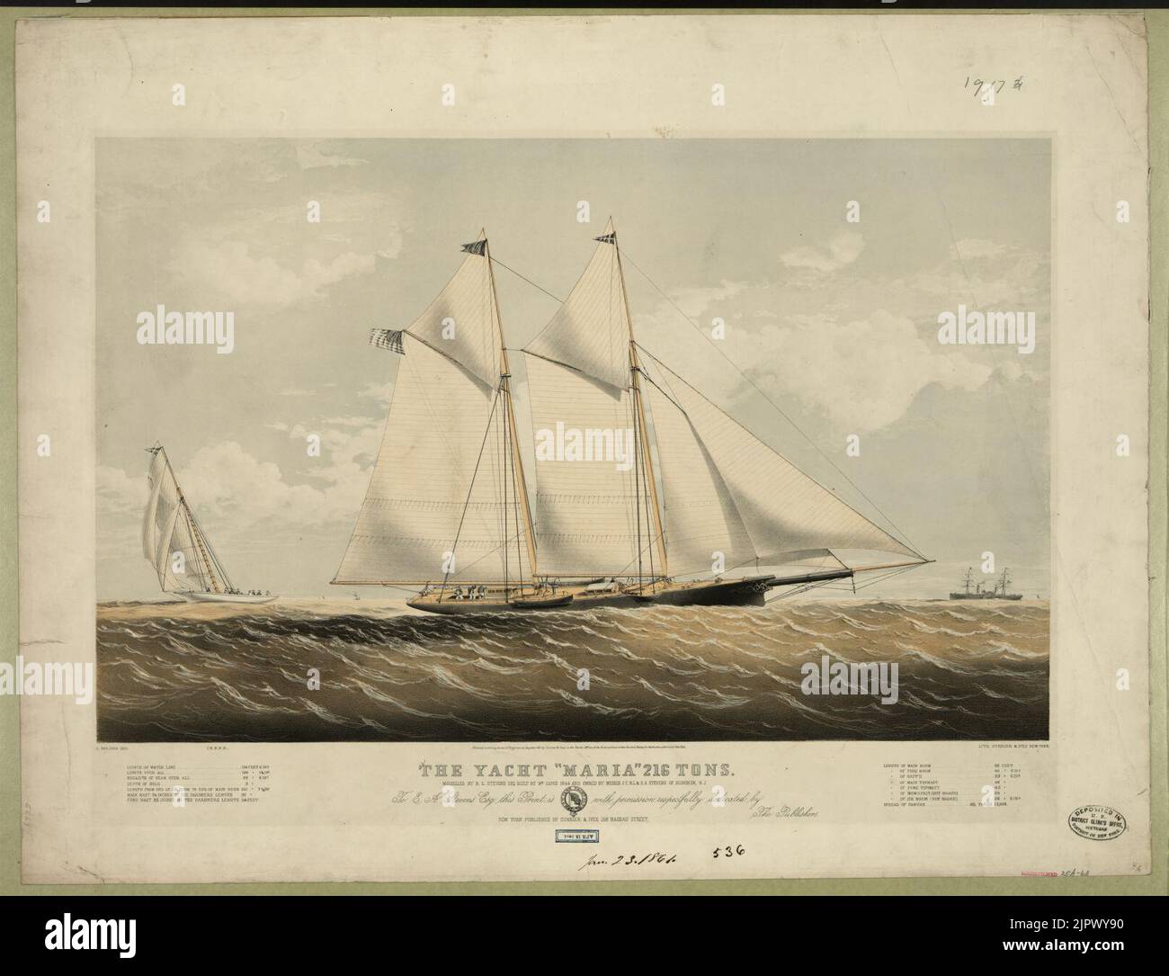 The yacht ''Maria'' 216 tons- modelled by R.L. Stevens Esq. built by Mr ...