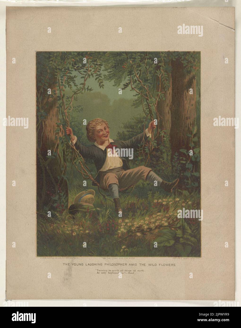 The young laughing philosopher amid the wild flowers Stock Photo - Alamy