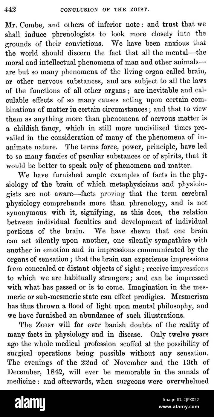 The Zoist, (Concluding Remarks), Vol.13, No.52, (January 1856), p.442 ...