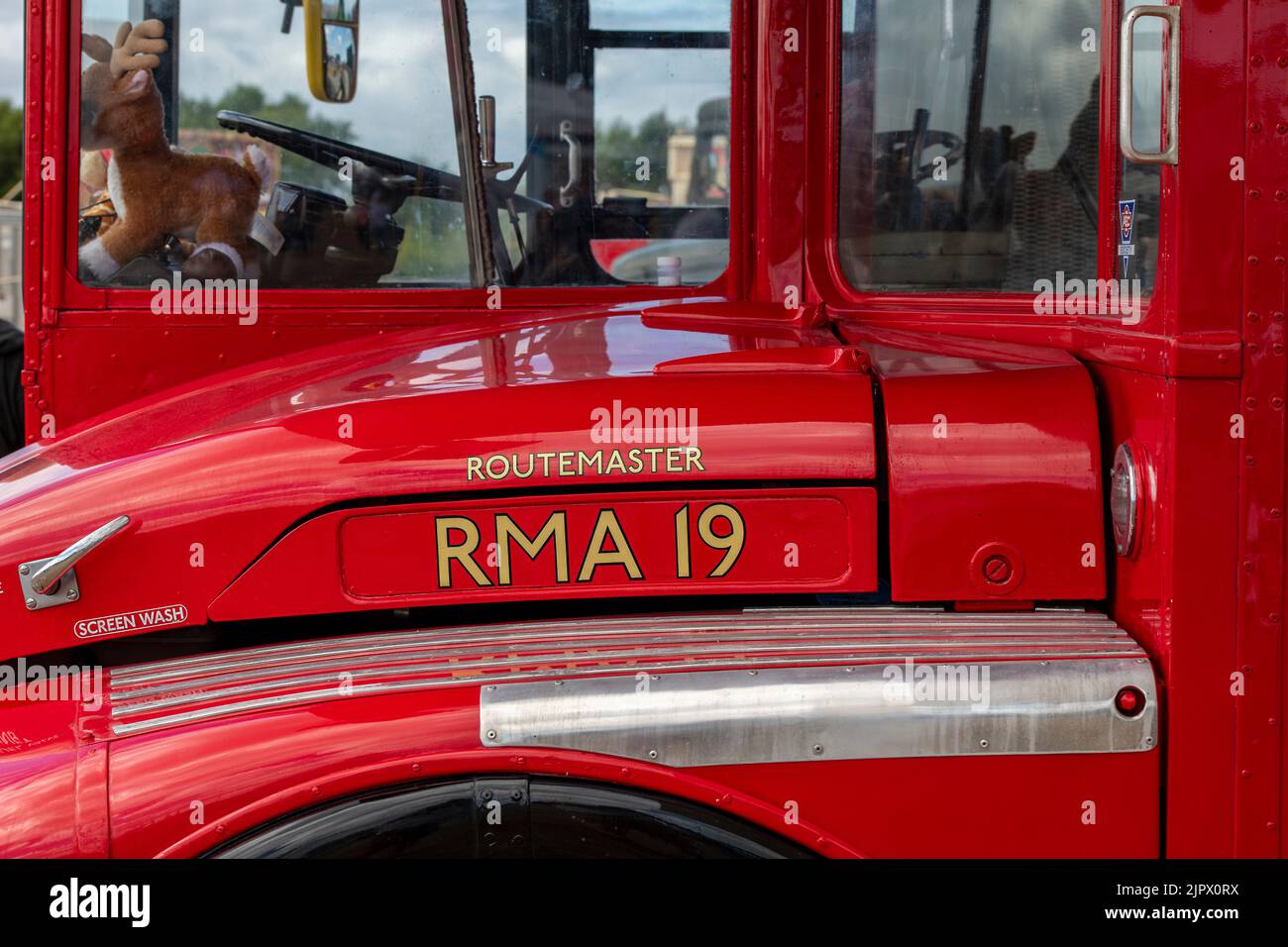 cab of a traditional and iconic routmaster london red bus, icon of ...