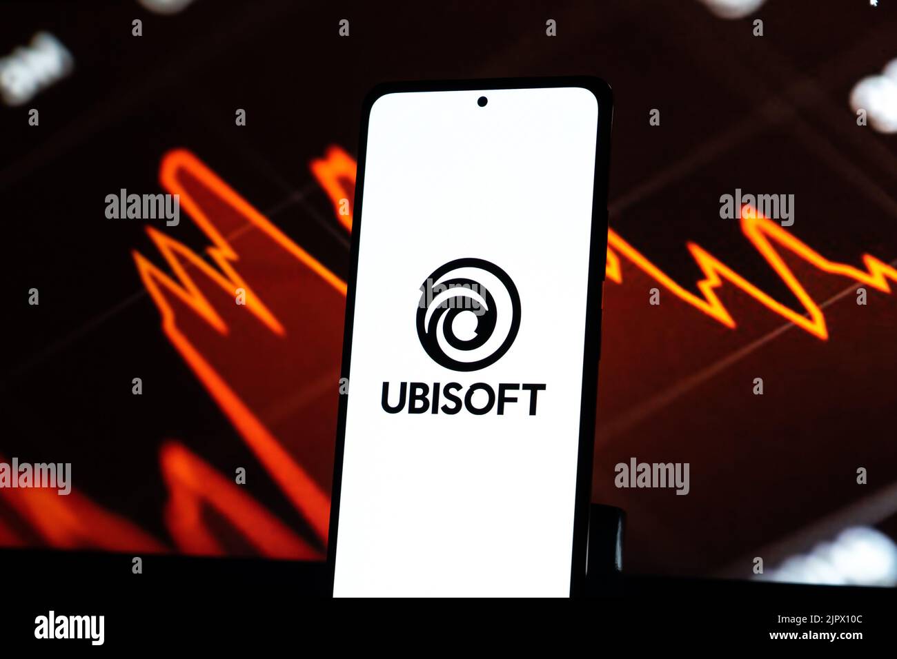 West Bangal, India - April 20, 2022 : Ubisoft logo on phone screen ...