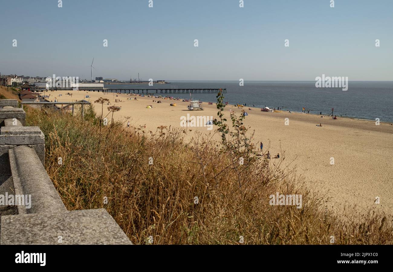 View over Lowestoft beach from the promenade above. Captured on a ...