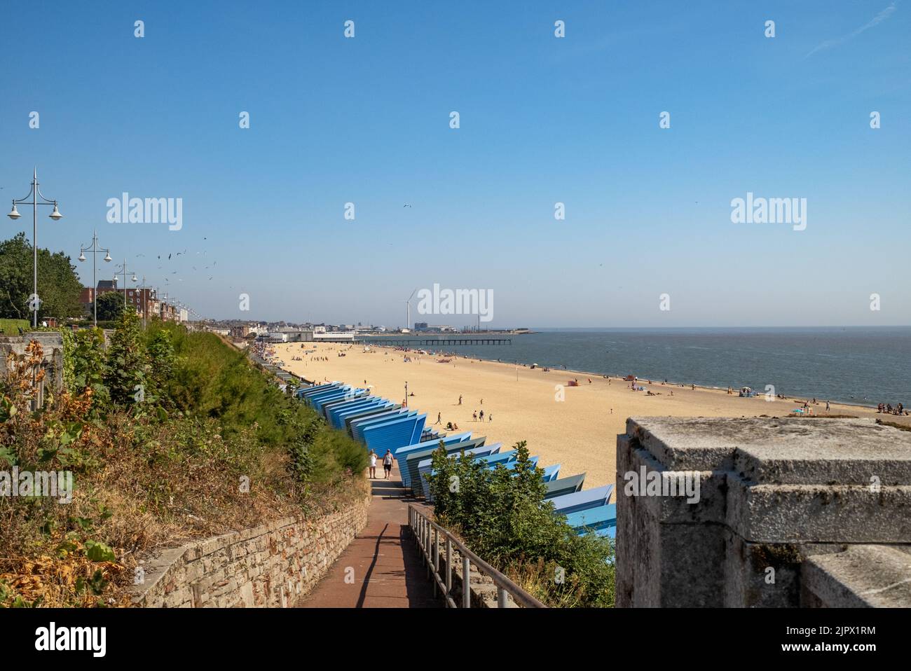 A view over Lowestoft beach on the Suffolk coast. Captured from the ...