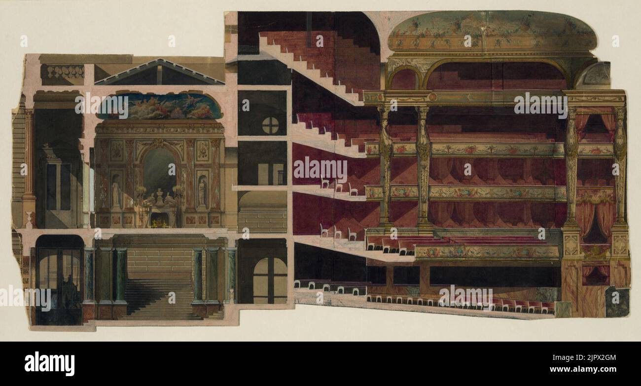 Theater interior. Section. Rendering Stock Photo - Alamy