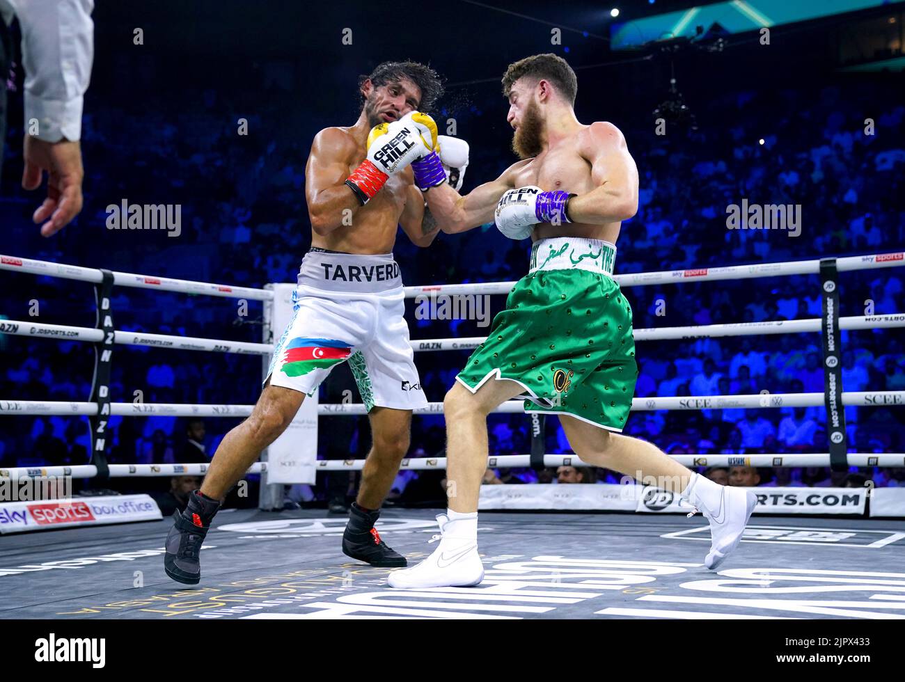 Bader Samreen (right) in action against Fuad Tarverdi during their ...