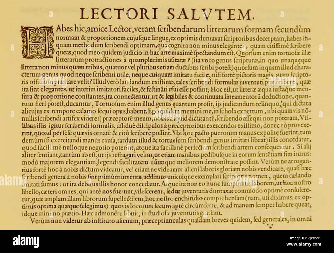 Theatrum artis scribendi 1594 page 2 Lectori Salutem 1 Stock Photo - Alamy