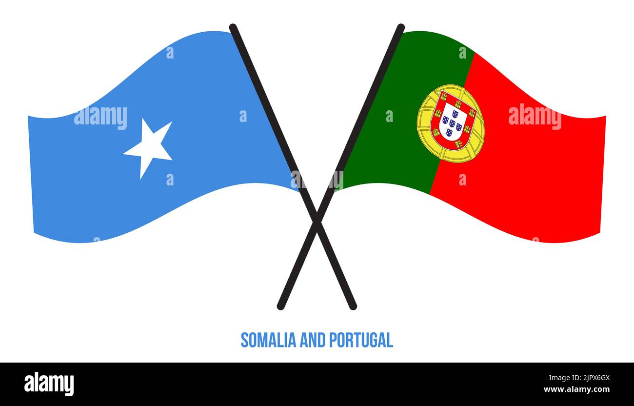 Somalia and Portugal Flags Crossed And Waving Flat Style. Official ...