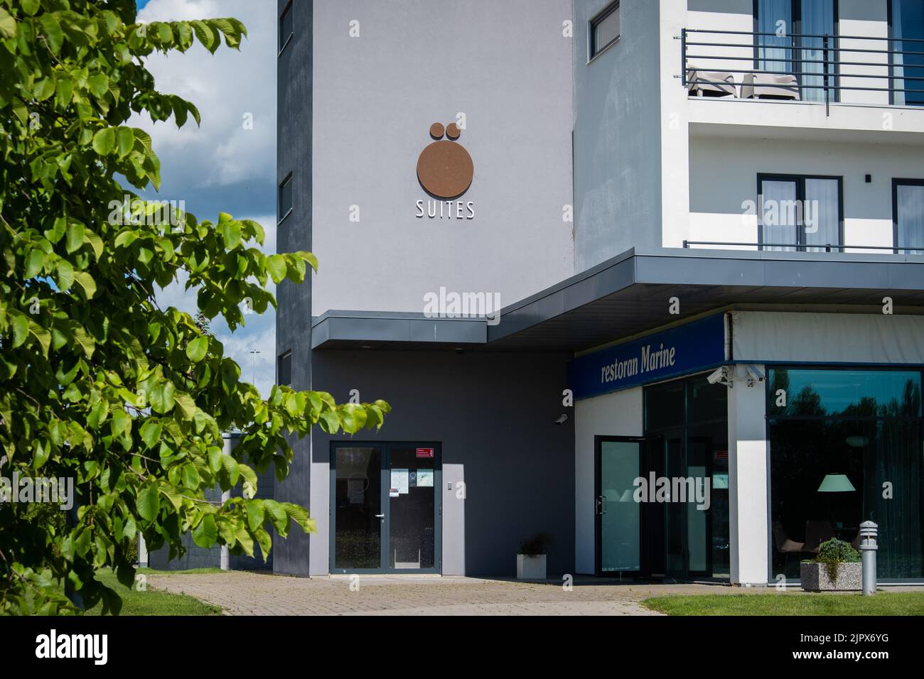 Entrance to "Ö Suites" accommodation apartments. "Ö Suites" is a ...