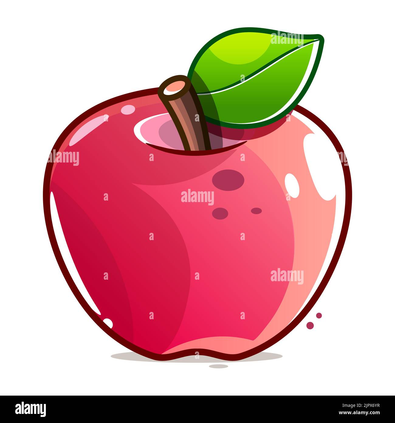 Red apple on a white background. Schematic representation of an apple ...