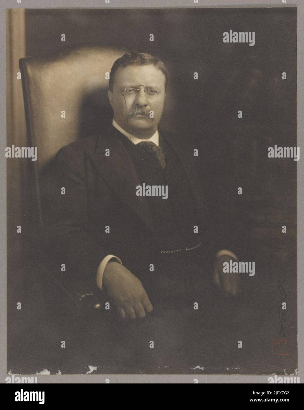 Thedore Roosevelt, half-length portrait, seated, facing front Stock ...