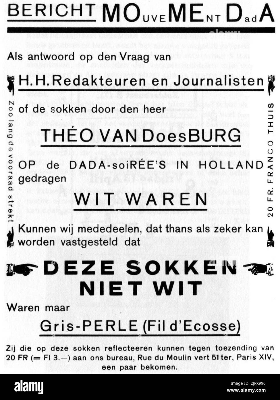 Theo van Doesburg Bericht Mouvement Dada Stock Photo - Alamy