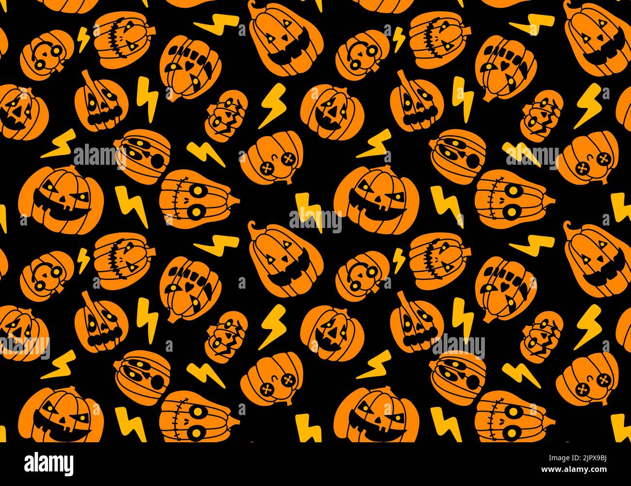 Halloween seamless pumpkins and witch hat and ghost pattern for fabrics ...