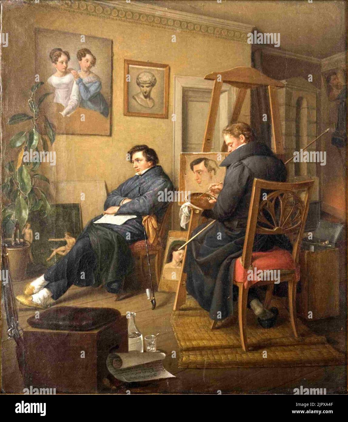 Theobald von Oer Selbstbildnis mit Hermann Matthäi Stock Photo - Alamy