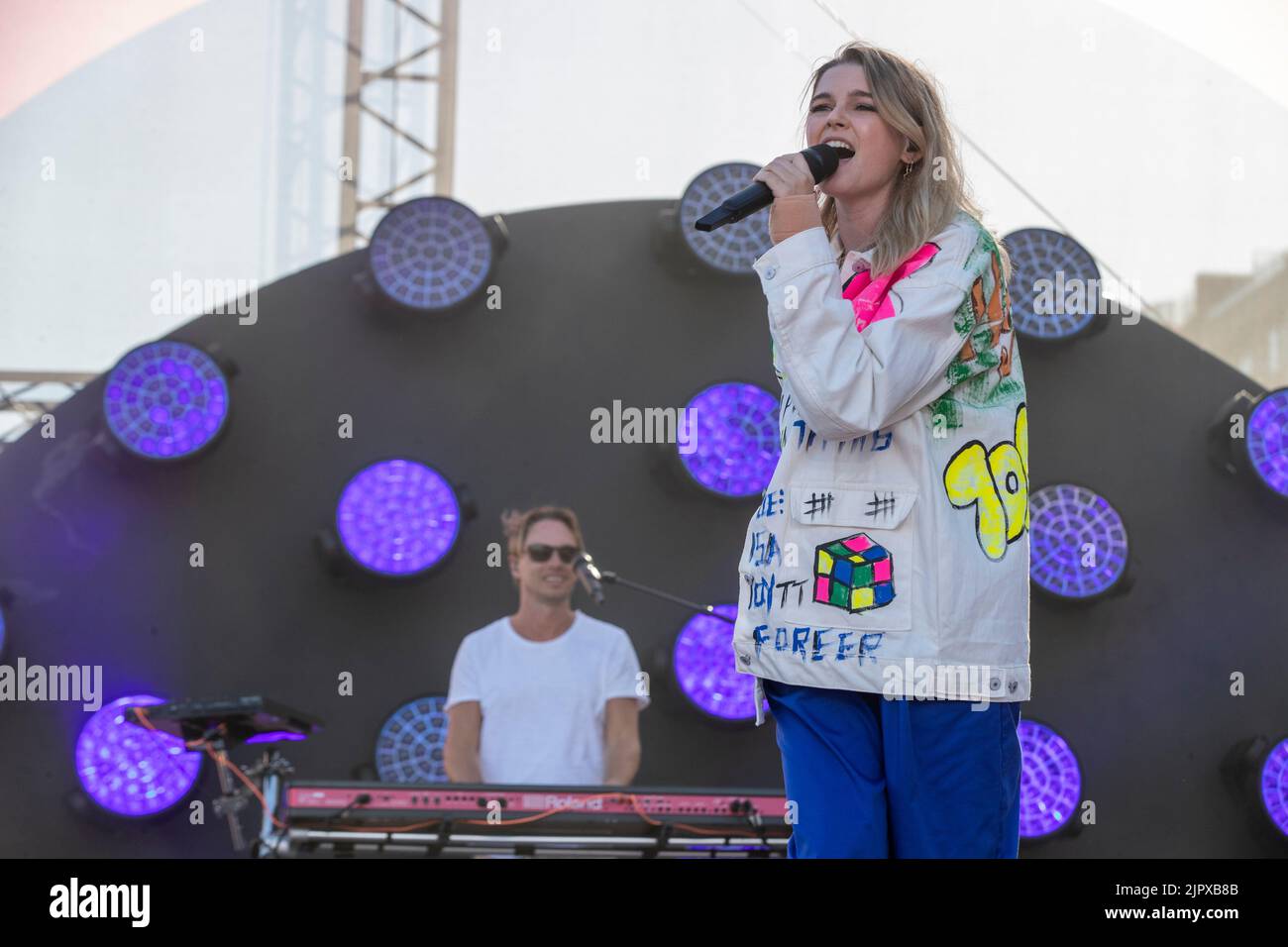 Regi Penxten and Singer Lotte pictured during the Zomerhit music event ...