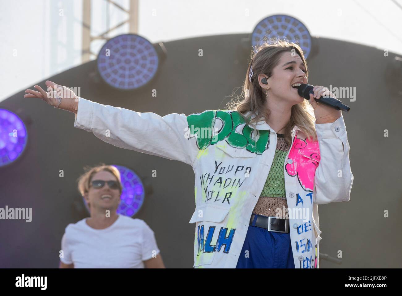 Regi Penxten and Singer Lotte pictured during the Zomerhit music event ...