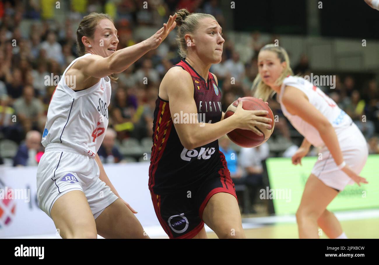 Belgium's Elise Ramette fights for the ball during a friendly ...