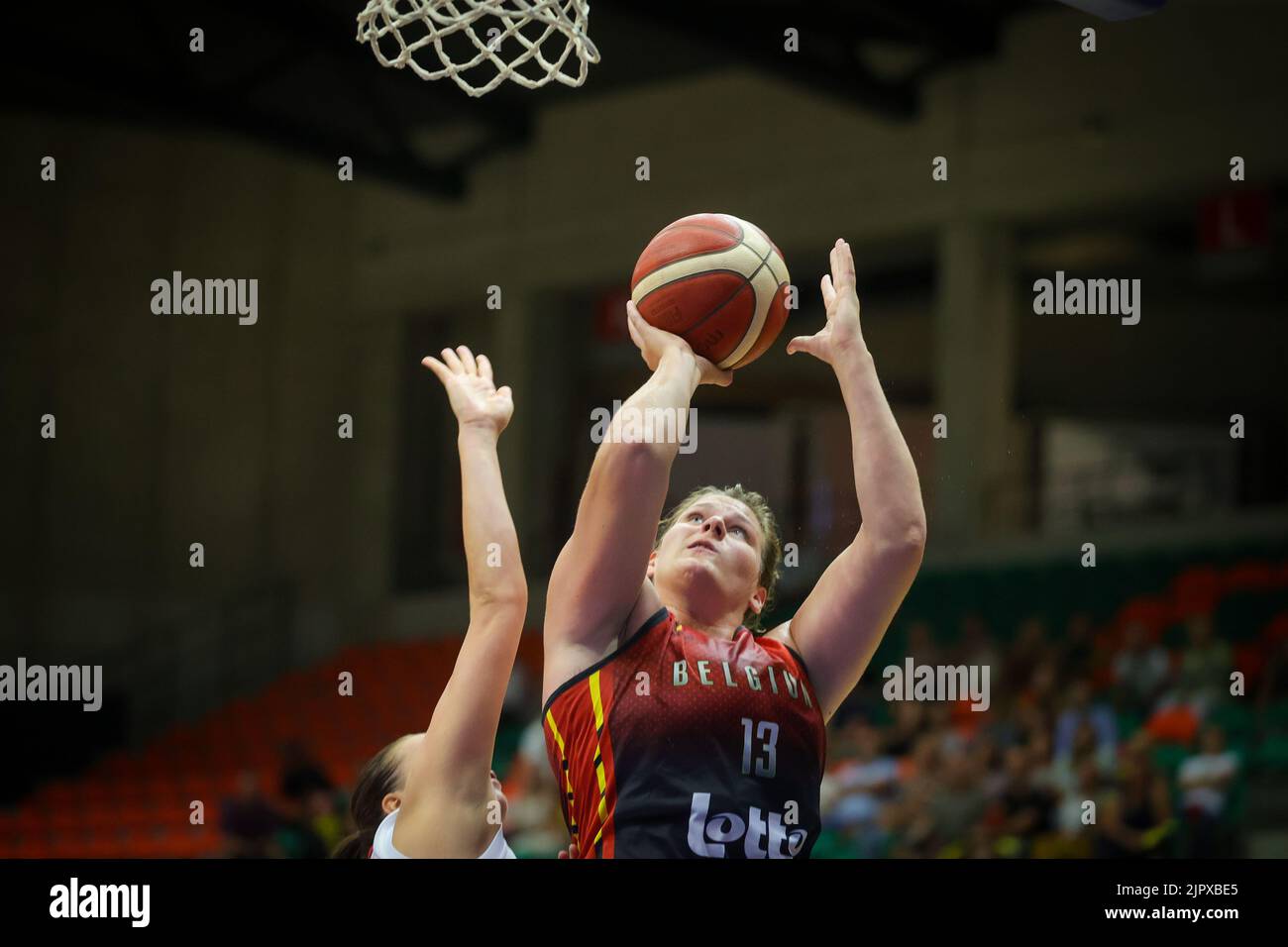 Serbian Maja Skoric and Belgium's Kyara Linskens fight for the ball ...