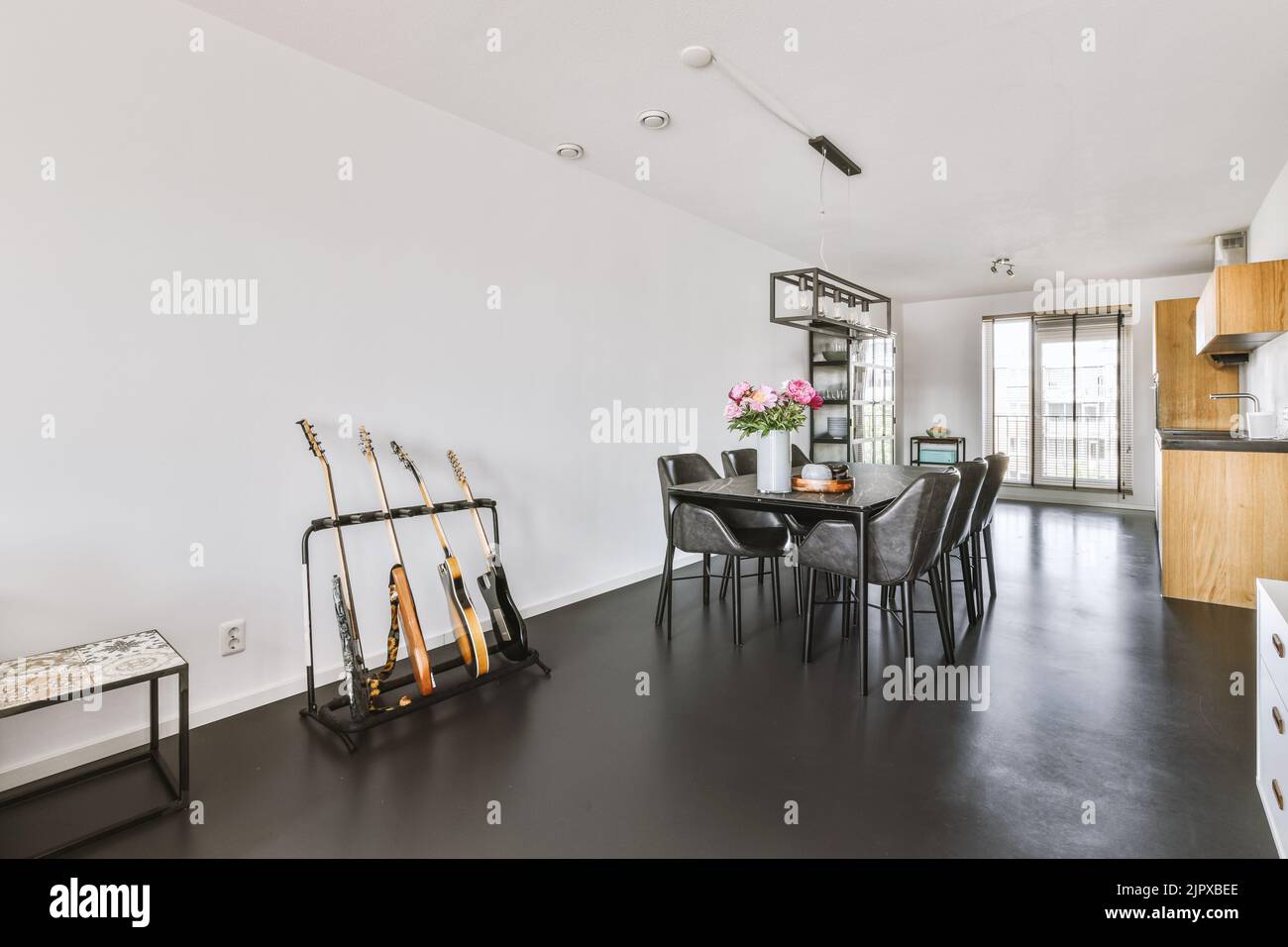 Contemporary minimalist style interior design of light studio apartment ...