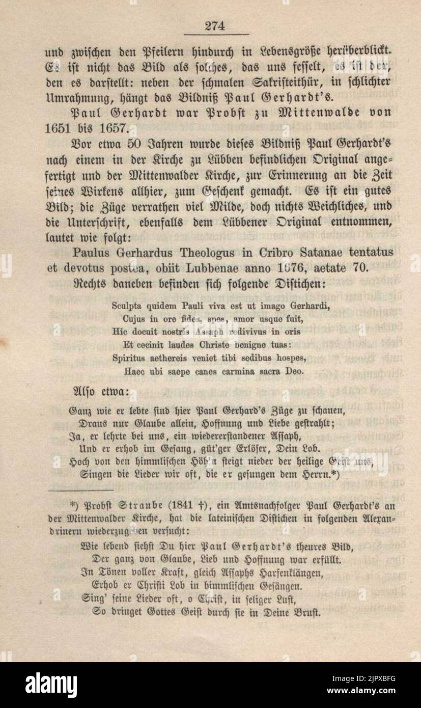 Theodor Fontane Paul Gerhardt Mittenwalde 02 Stock Photo - Alamy