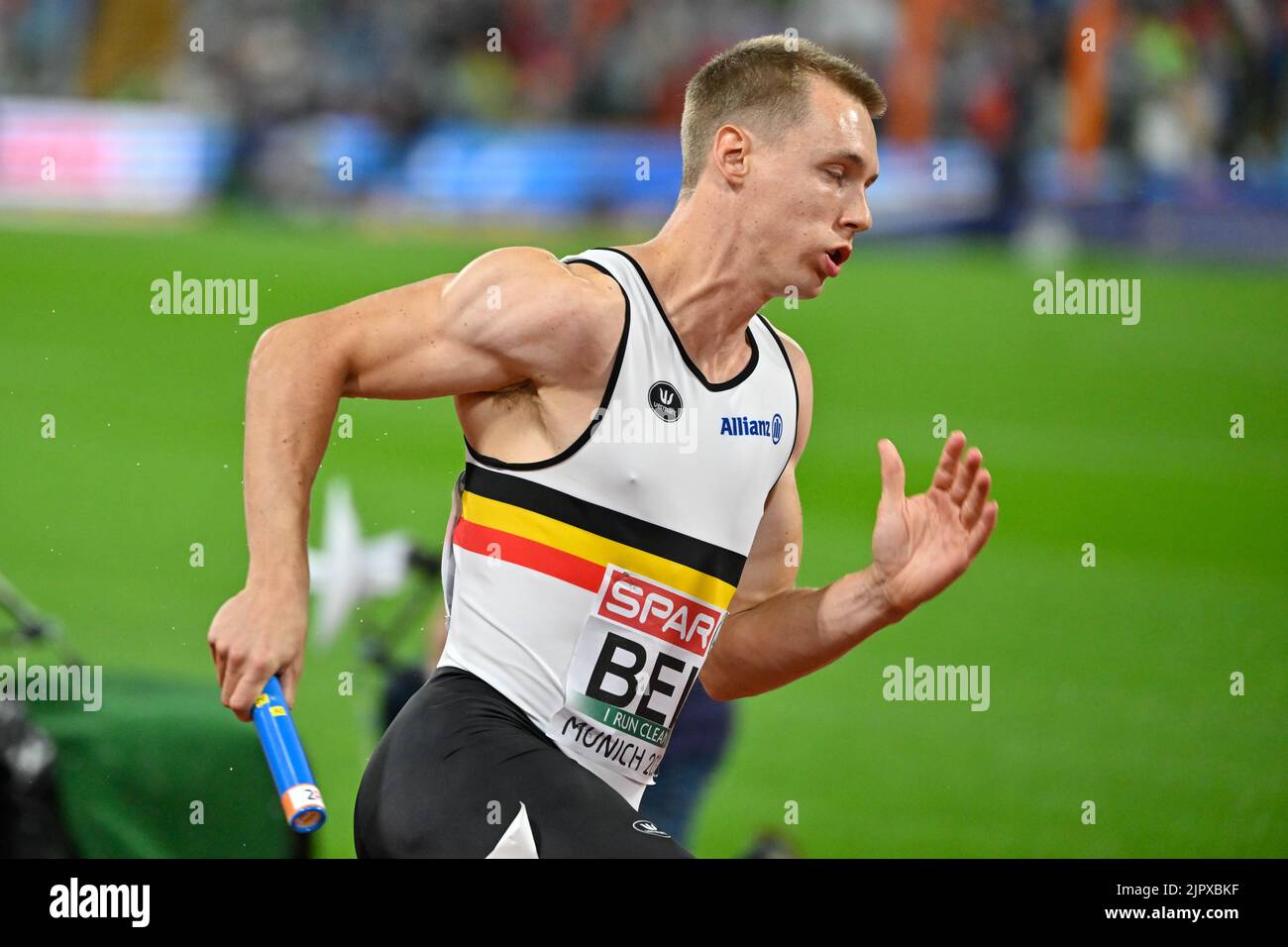 Belgian athlete Julien Watrin in action during the men 4x400m relay, at ...