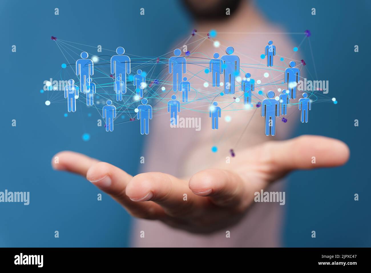 A Mans Hand Interacting With Many Of Online Users Connection 3d