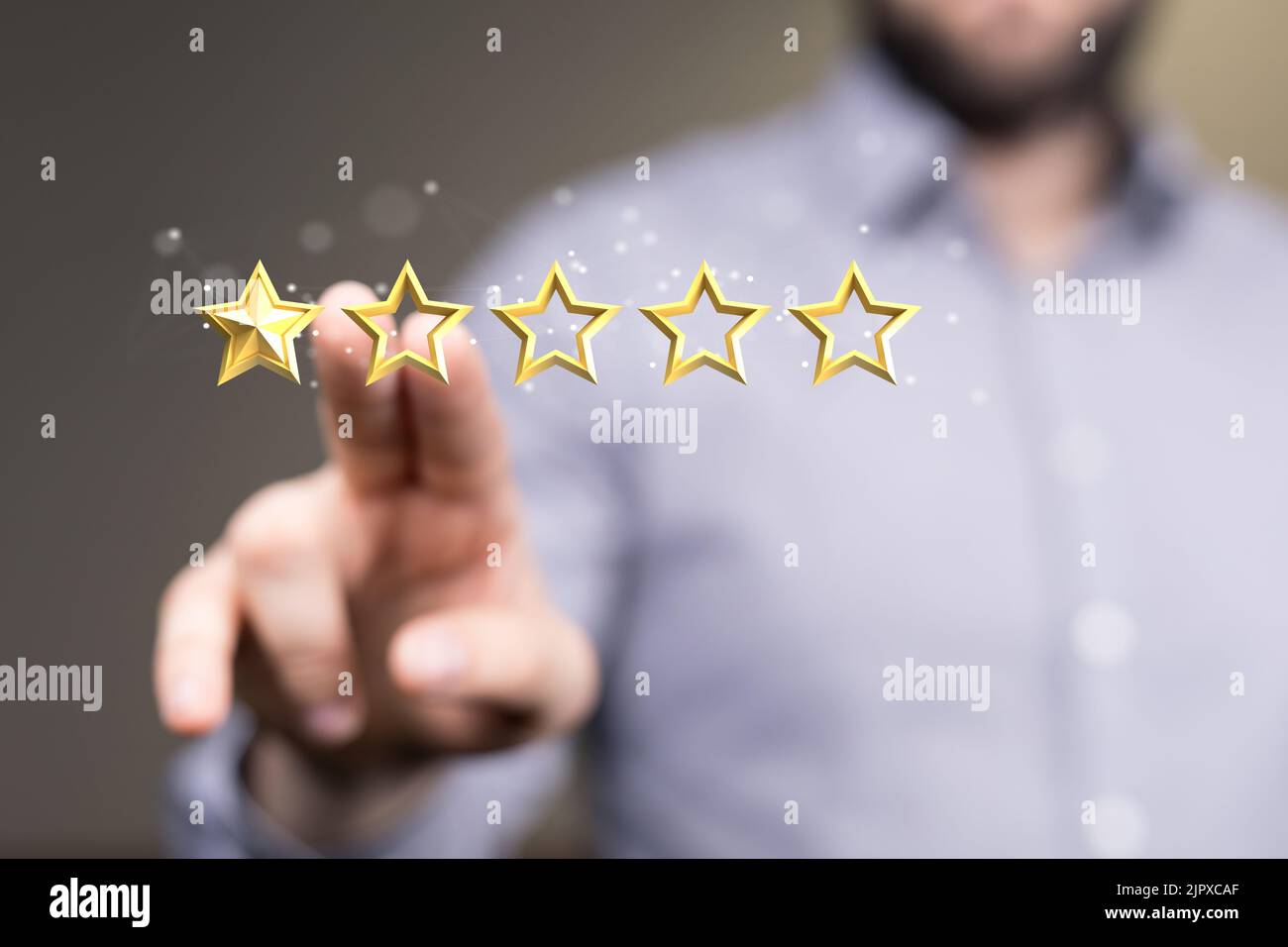 A 3d render design of a man giving a one star rating from five Stock ...