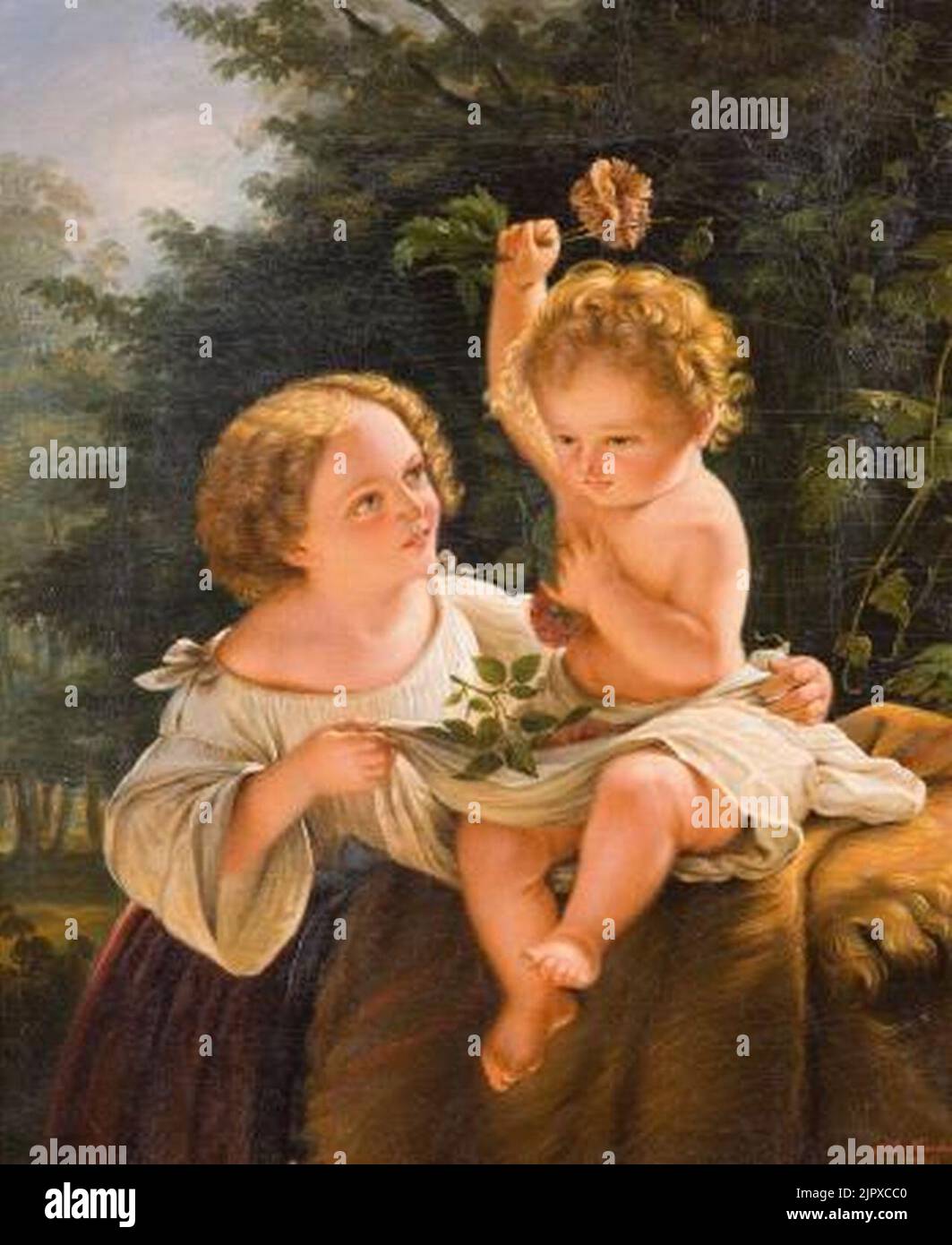 Theodor Kuchel - Schwester und Brüderchen 1845 Stock Photo - Alamy