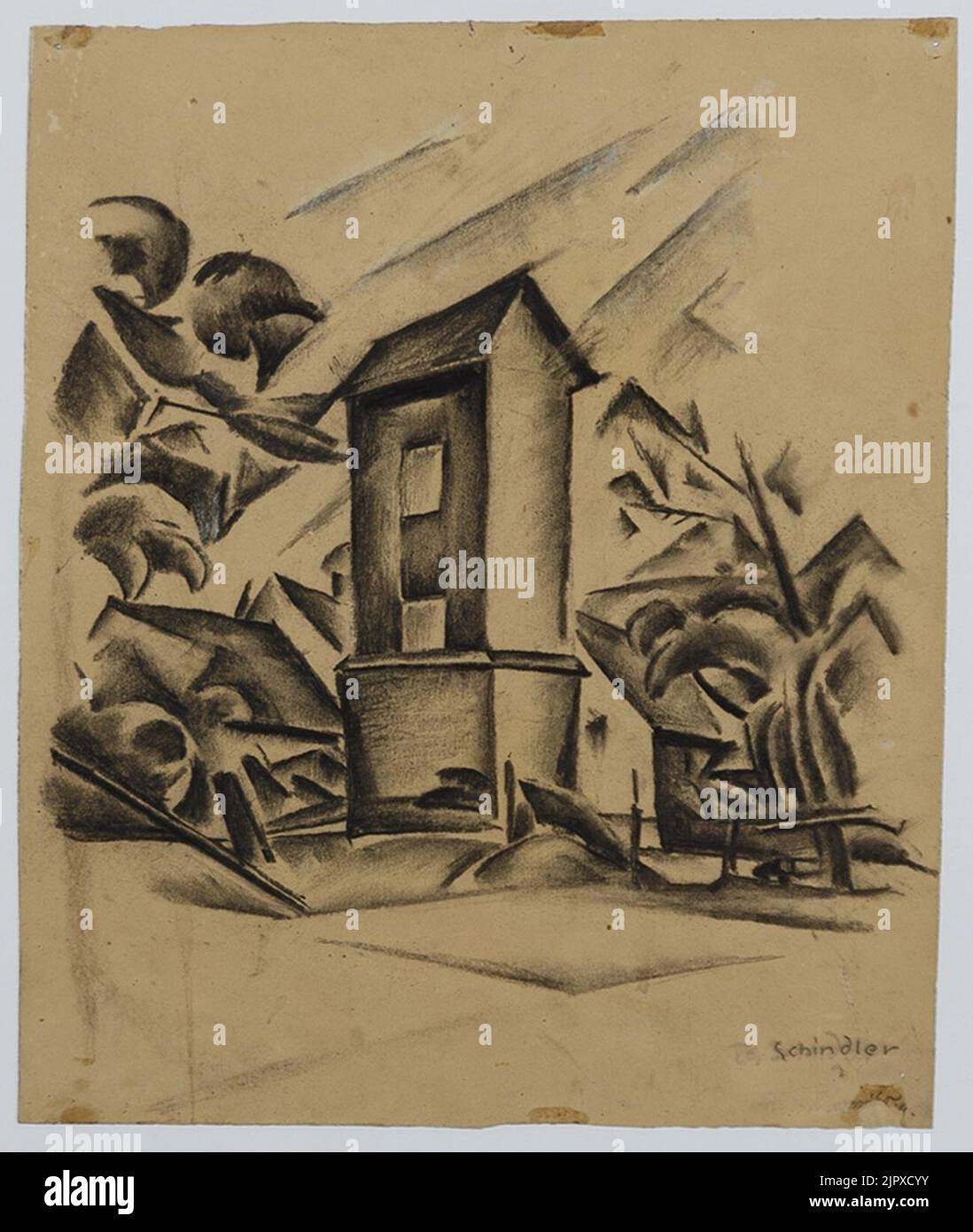 Theodor Schindler Kubistische Landschaft mit Turm 1920 Stock Photo - Alamy