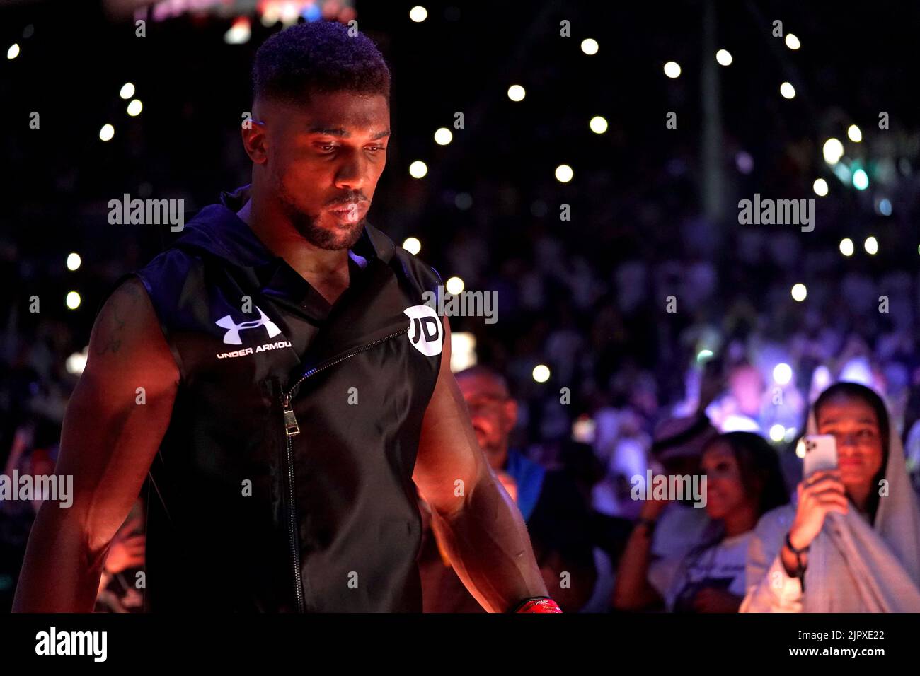 Anthony Joshua makes his way out ahead of his World Heavyweight ...