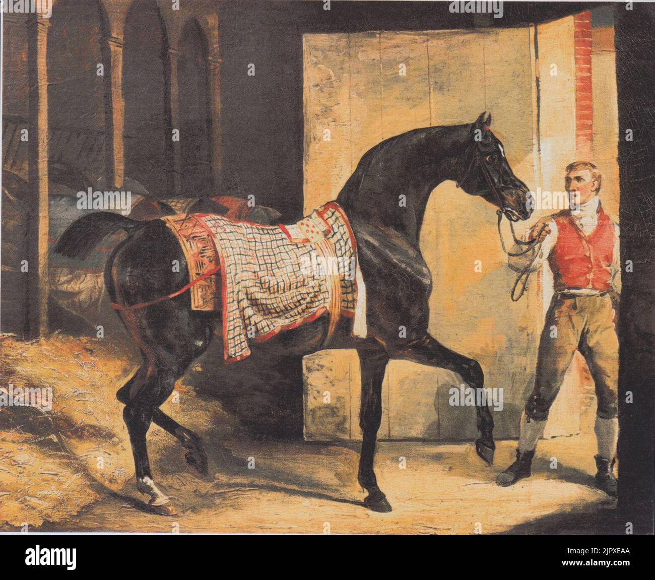 Théodore Géricault - Das Pferd geht aus dem Stall - ca1810 Stock Photo ...