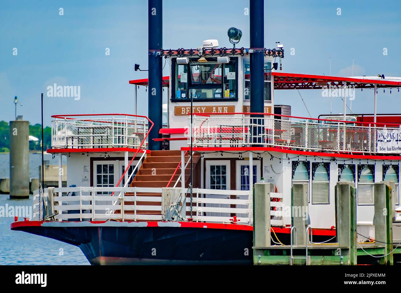The Betsy Ann riverboat is docked in Bay Saint Louis Municipal Harbor ...