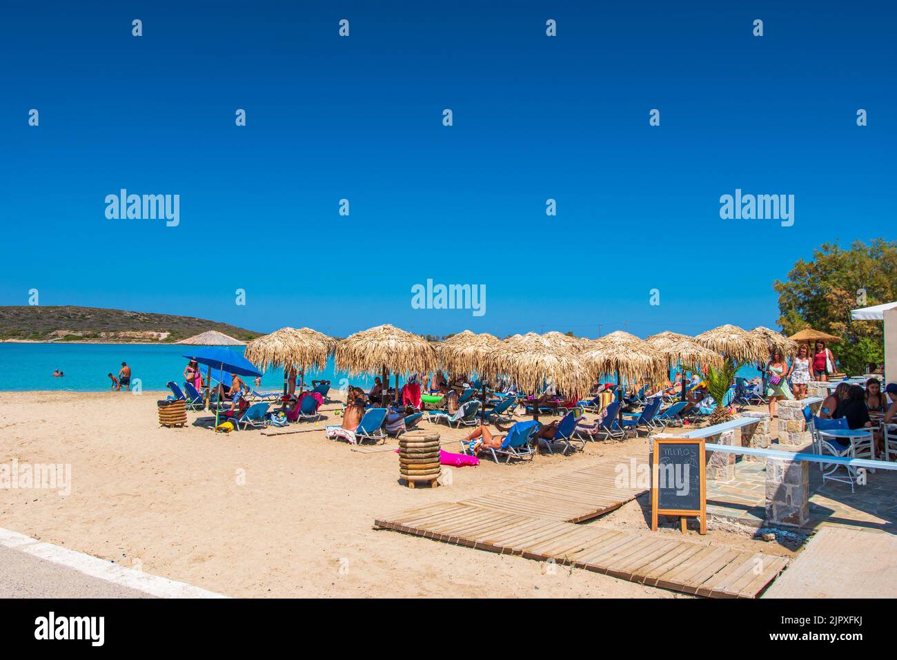 Beautiful view of Diakofti beach in Kythira island, Greece during high ...