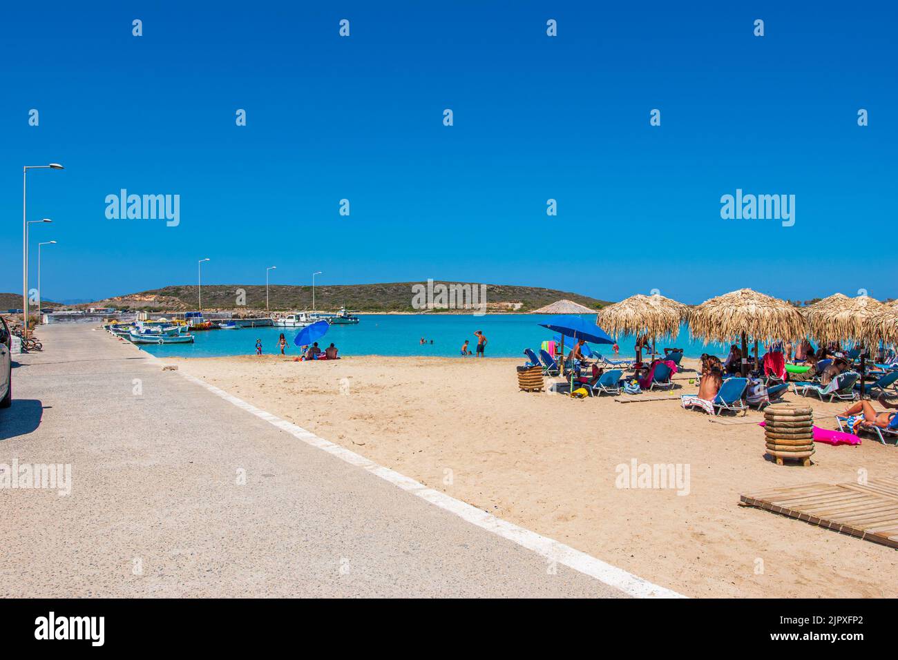 Beautiful view of Diakofti beach in Kythira island, Greece during high ...
