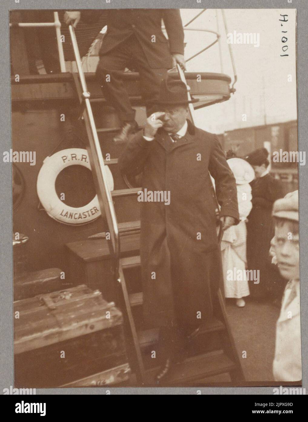 Theodore Roosevelt, full-length portrait, exiting stairs of ship ...