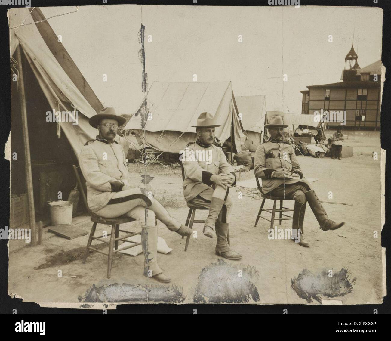 Theodore Roosevelt, Leonard Wood, and Alexander Brodie in 1898, in San ...